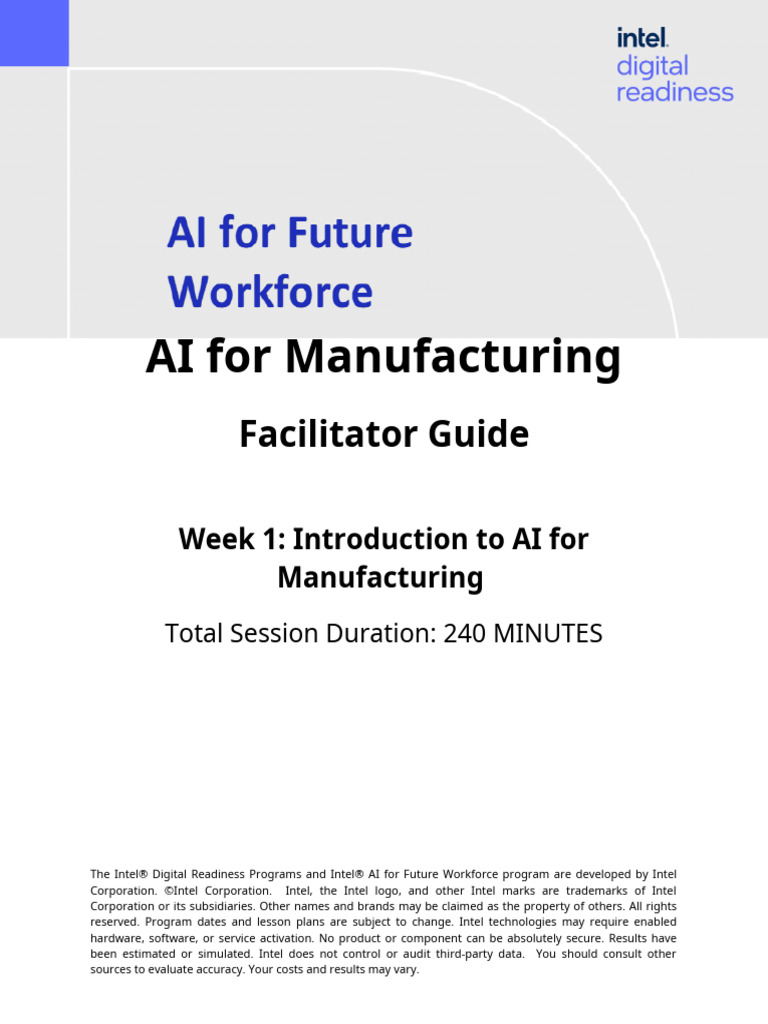 (Facilitator) Week 1 - Introduction To AI For Manufacturing | PDF ...