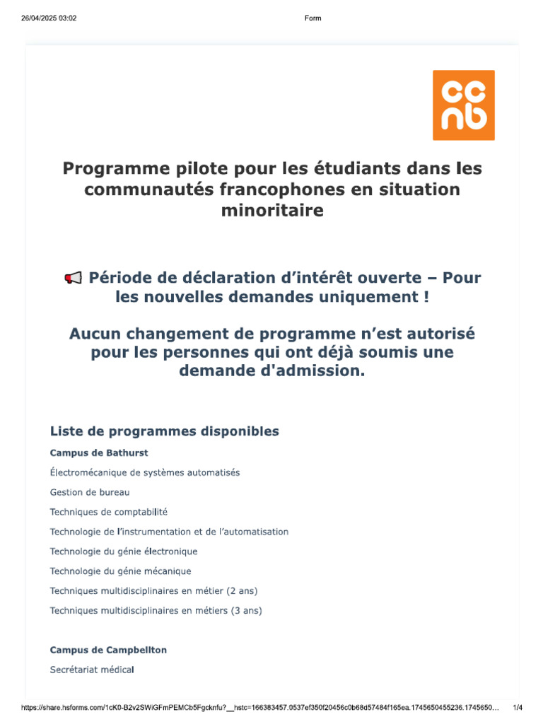 Programme Pilote Pour Les Étudiants Dans Les Communautés Francophones ...