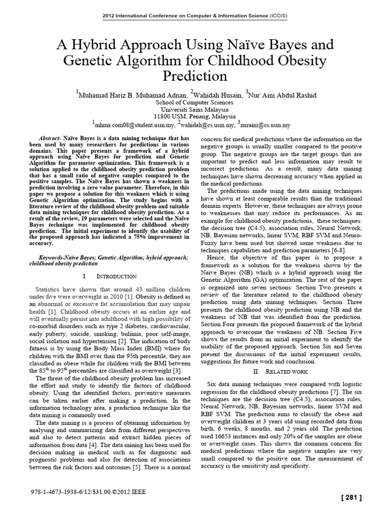 A Hybrid Approach Using Naïve Bayes and Genetic Algorithm For Childhood ...