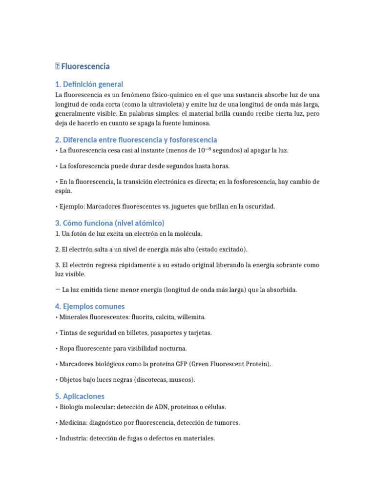 Fluorescencia: Definición y Aplicaciones | PDF | Fluorescencia ...