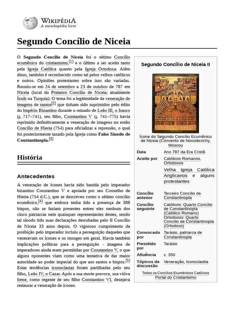 Segundo Concílio de Niceia: Veneração de Ícones | PDF | Famílias ...