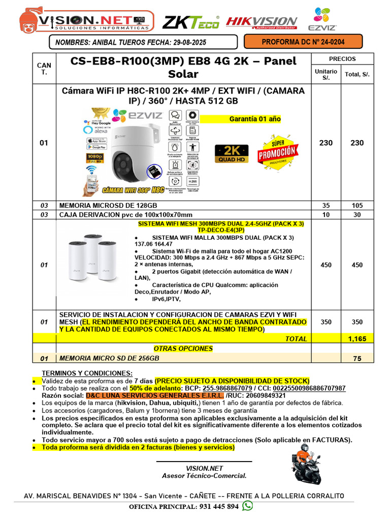 Cs-Eb8-R100 (3Mp) Eb8 4G 2K Panel Solar: Cámara Wifi Ip H8C-R100 2K ...