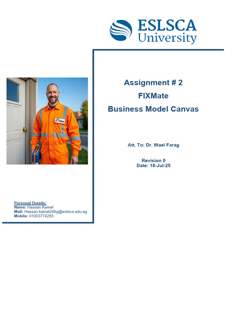 Assignment #2 Business Model Canvas - Hassan Kamal | PDF | Market ...
