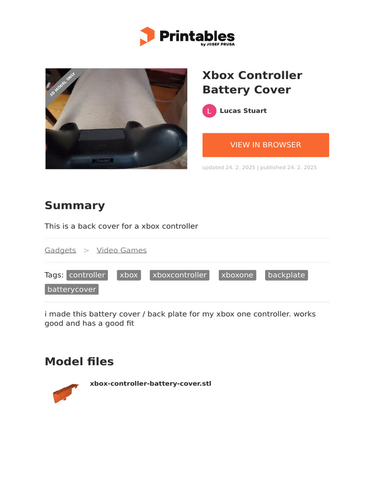 Xbox Controller Battery Cover | PDF