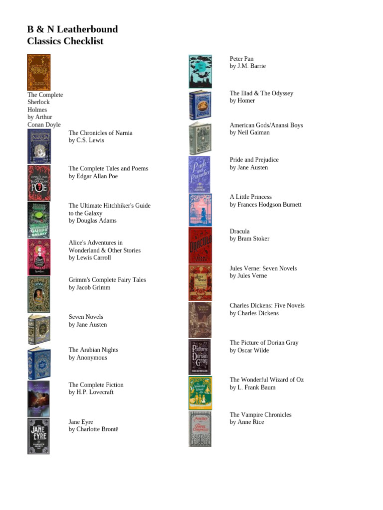 Classic Literature Checklist Guide | PDF | Novels | Sherlock Holmes