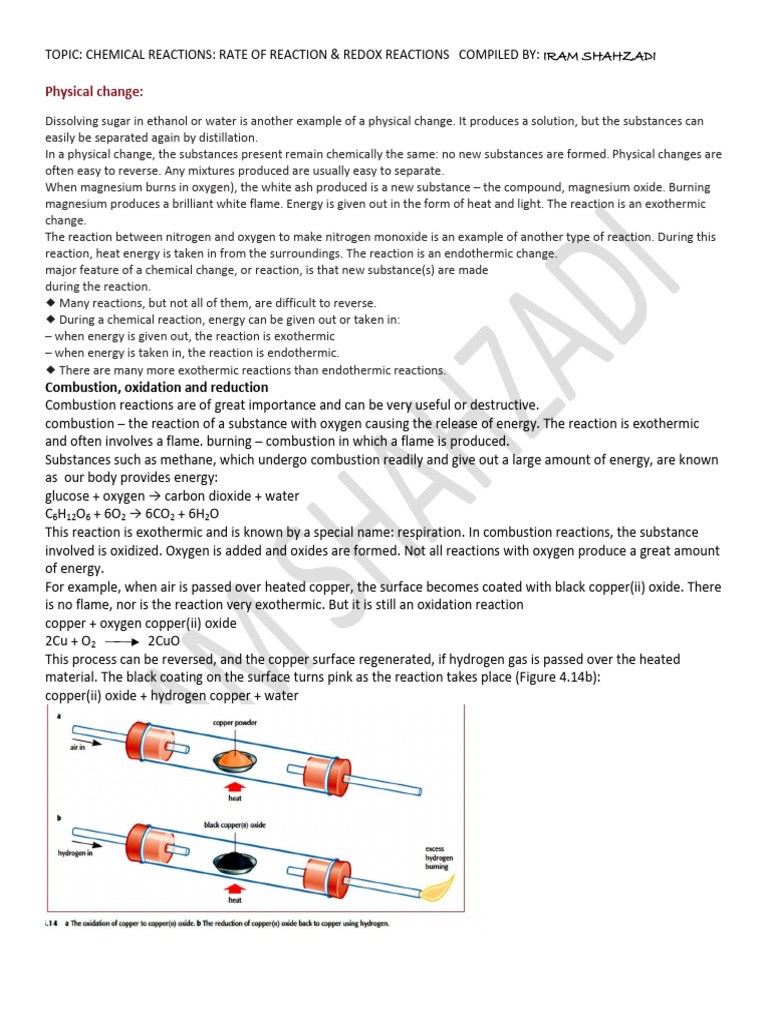 Chemical Reactions: Rates & Redox Explained | PDF | Combustion ...