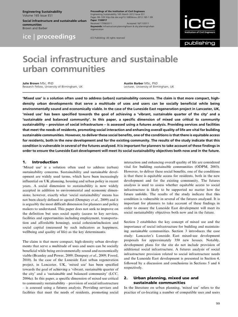 Social Infrastructure and Sustainable Ur | PDF | Infrastructure ...