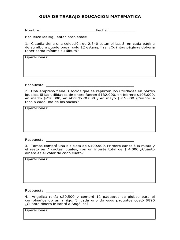 Problemas Operaciones Básicas | PDF