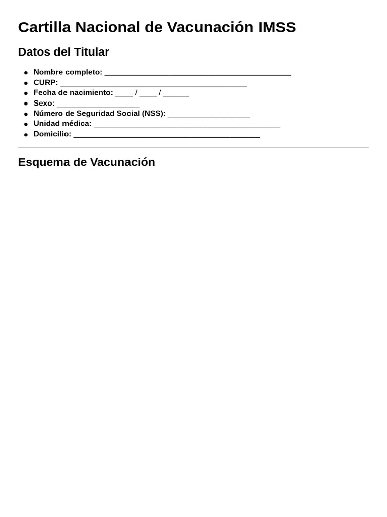 Cartilla Nacional de Vacunación IMSS | PDF | Enfermedades virales ...