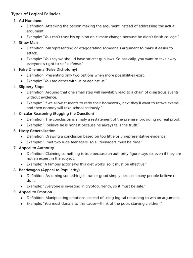 Understanding Logical Fallacies | PDF