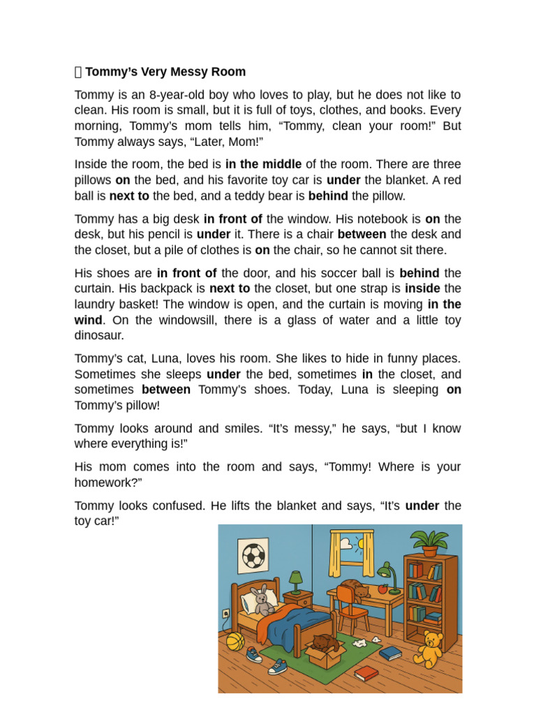 Tommy's Messy Room Adventure | PDF