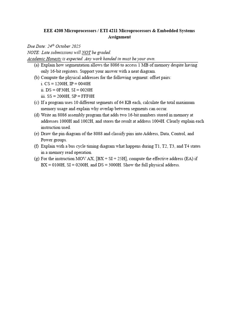 Microprocessors Assignment | PDF