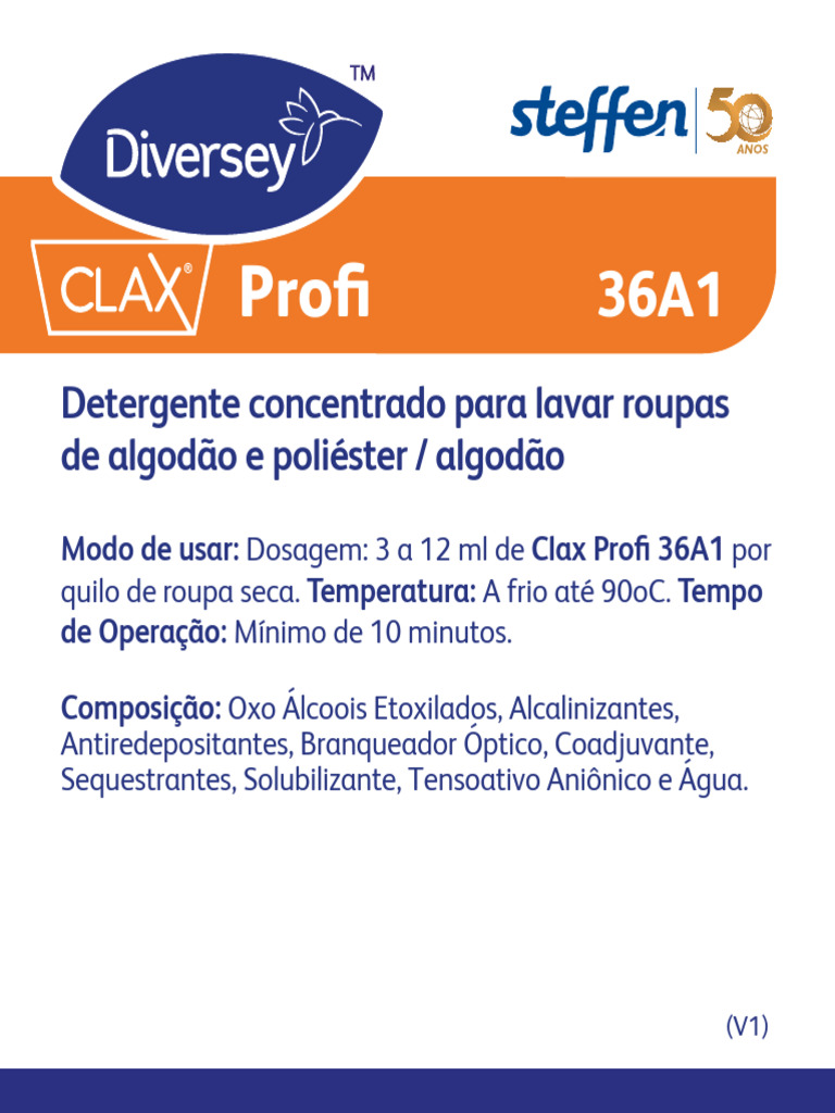 Uso do Clax Profi 36A1 para Lavagem | PDF