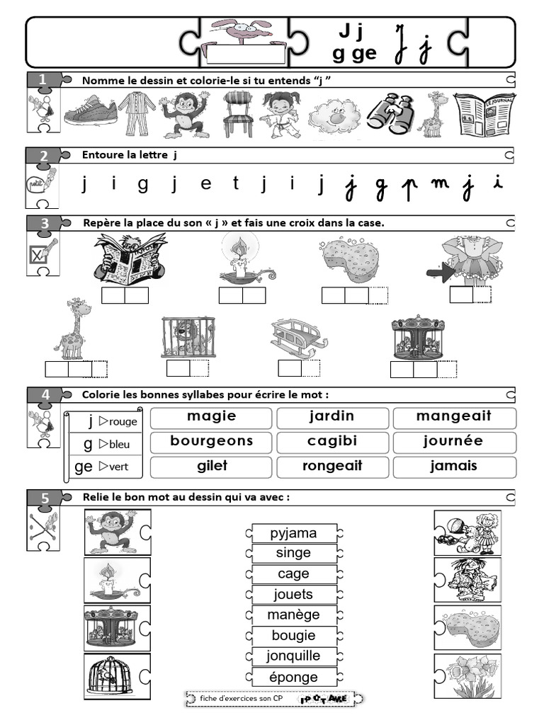 Exercices de son "j" pour CP | PDF