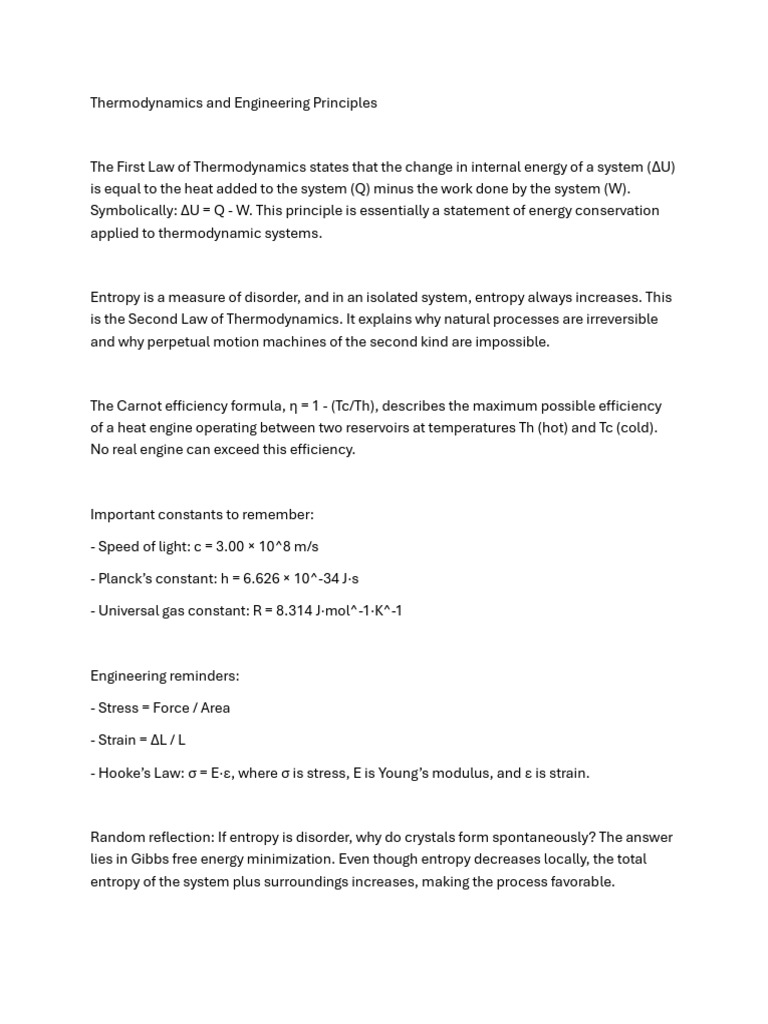 Thermodynamics and Engineering Principles | PDF