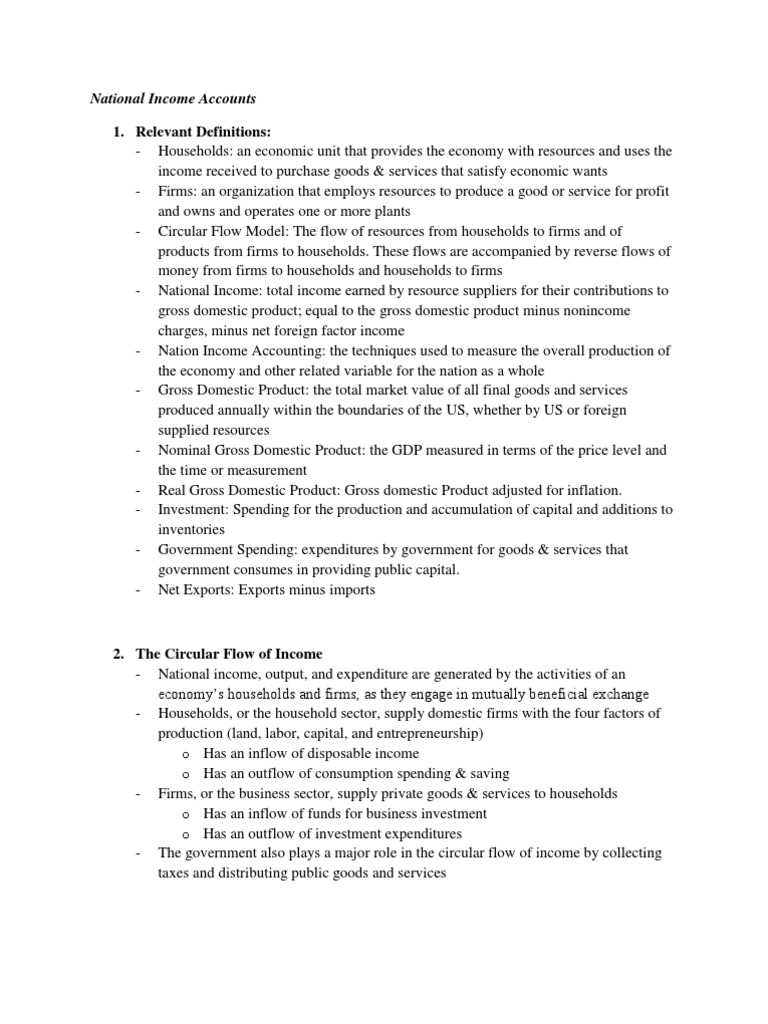 Relevant Definitions:: National Income Accounts | PDF | Real Versus ...