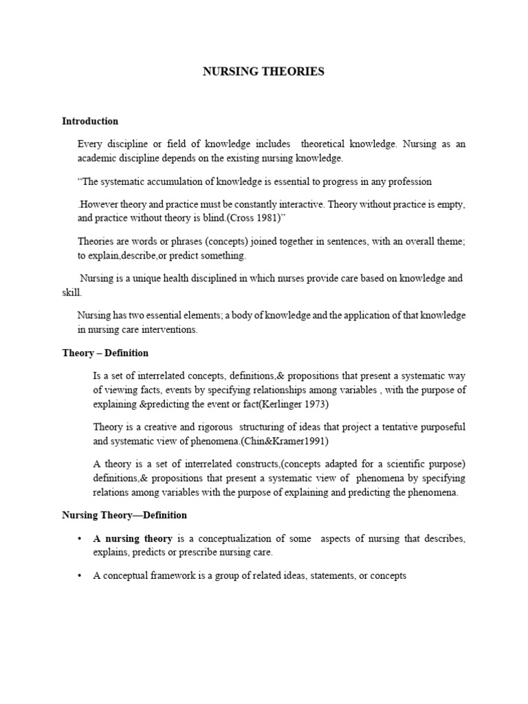 Note Nursing Theory | PDF | Theory | Nursing