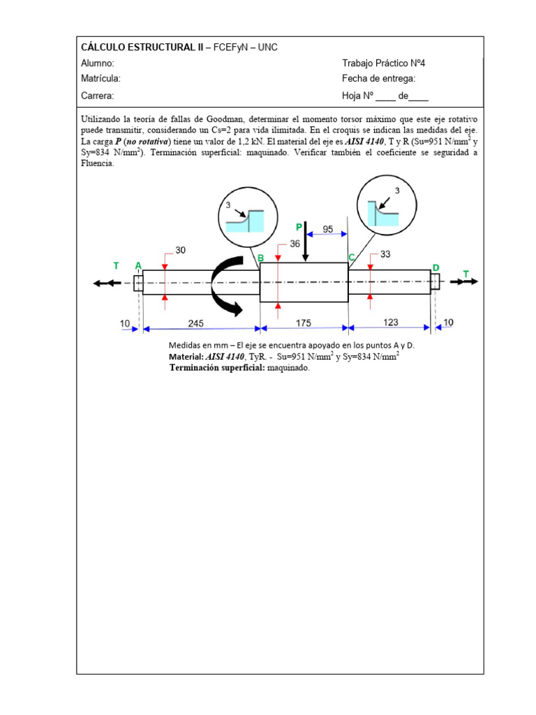 Cálculo de Momento Torsor en Eje AISI 4140 | PDF