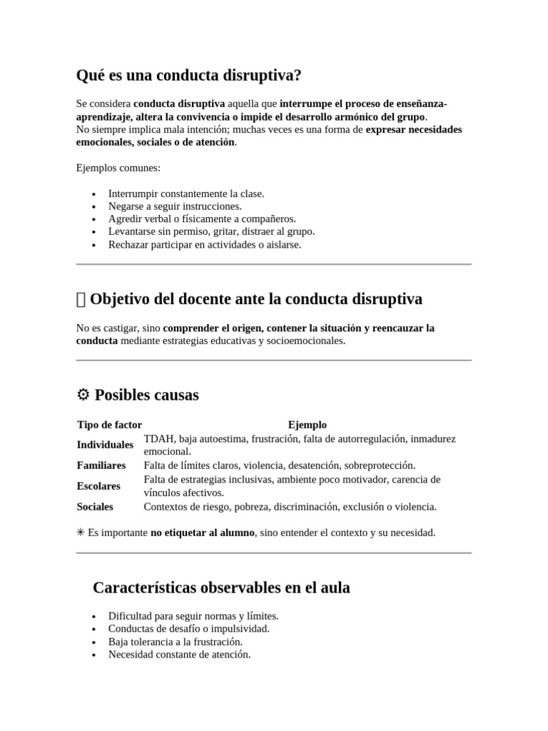 Qué Es Una Conducta Disruptiva Pdf