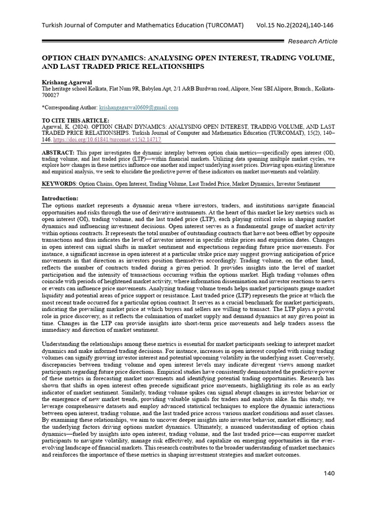 Option Chain Dynamics Analysing Open Interest Trad | PDF | Regression ...