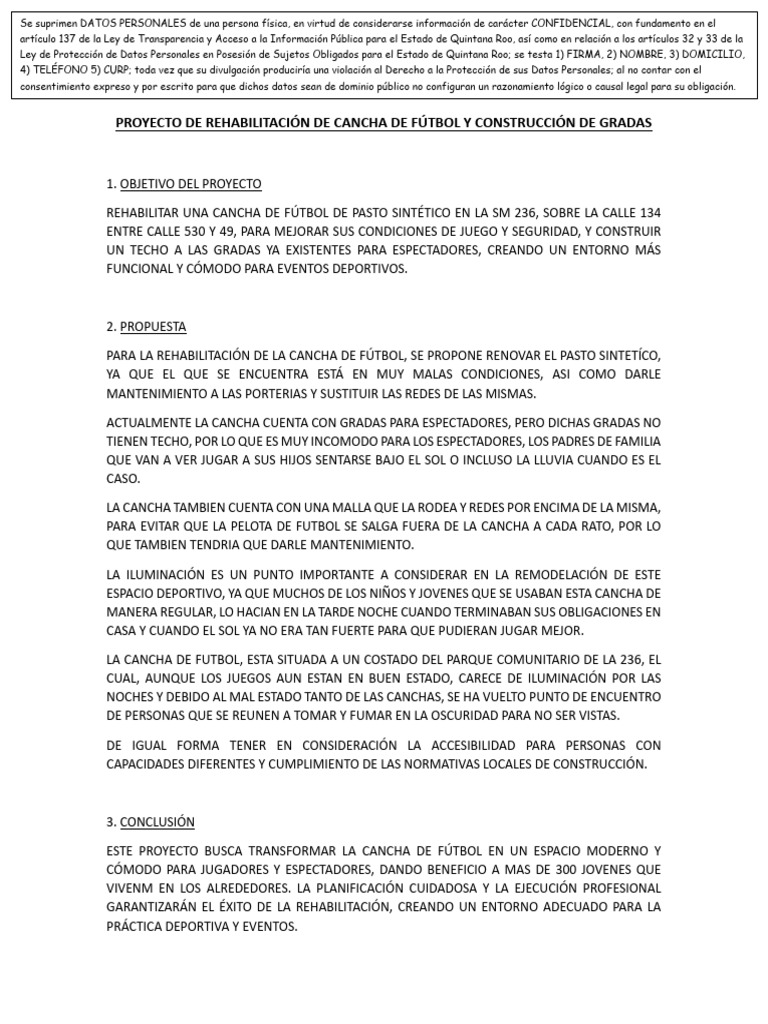 Rehabilitacion de Cancha de Futbol Y Construccion de Gradas 236 Z4 | PDF
