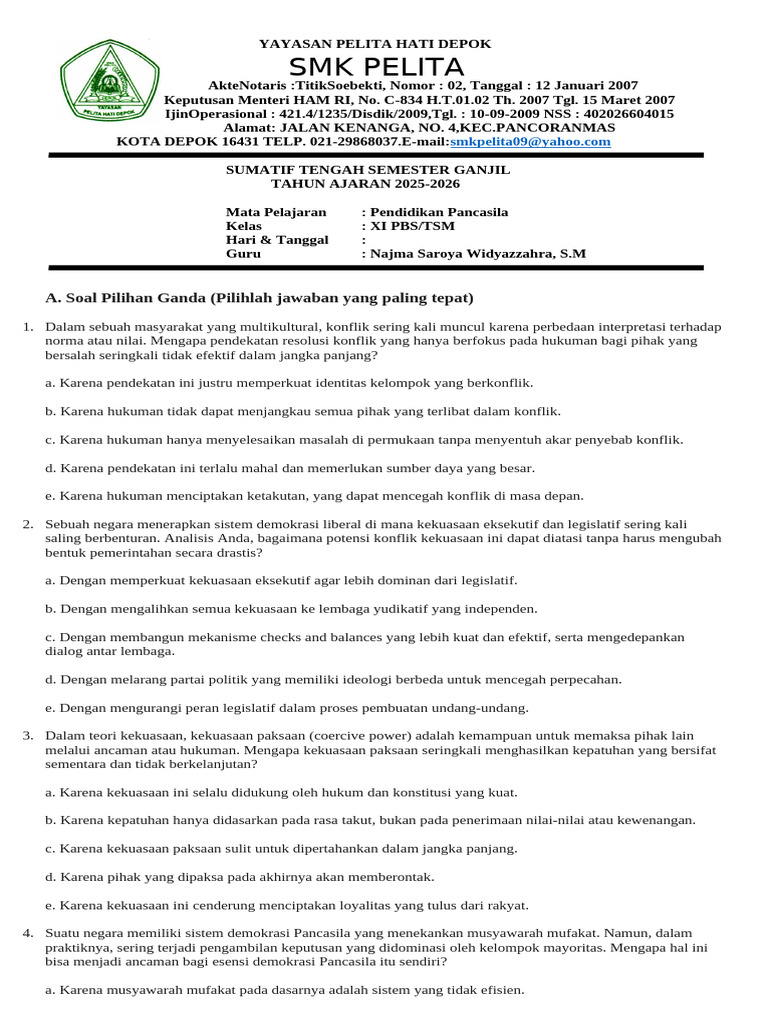 Soal Pkn Kelas 11 | PDF