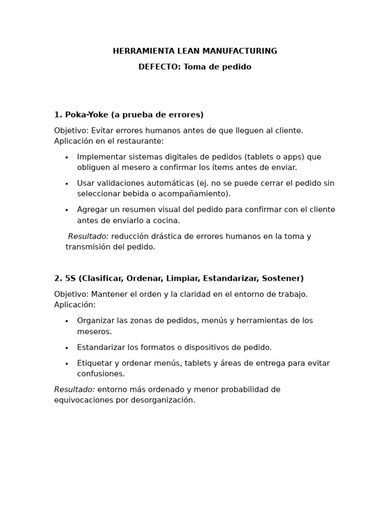 Herramienta Lean Manufacturing | PDF