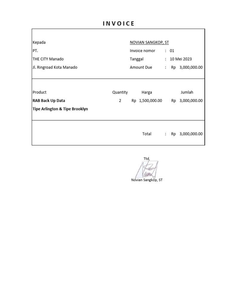 Invoice for RAB Back Up Data Services | PDF