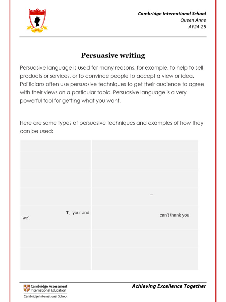 Persuasive Writing Techniques Explained | PDF | Cognition | Communication