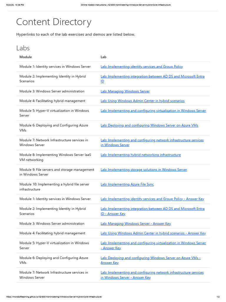 Windows Server Hybrid Labs Directory | PDF | Virtual Machine | Hyper V
