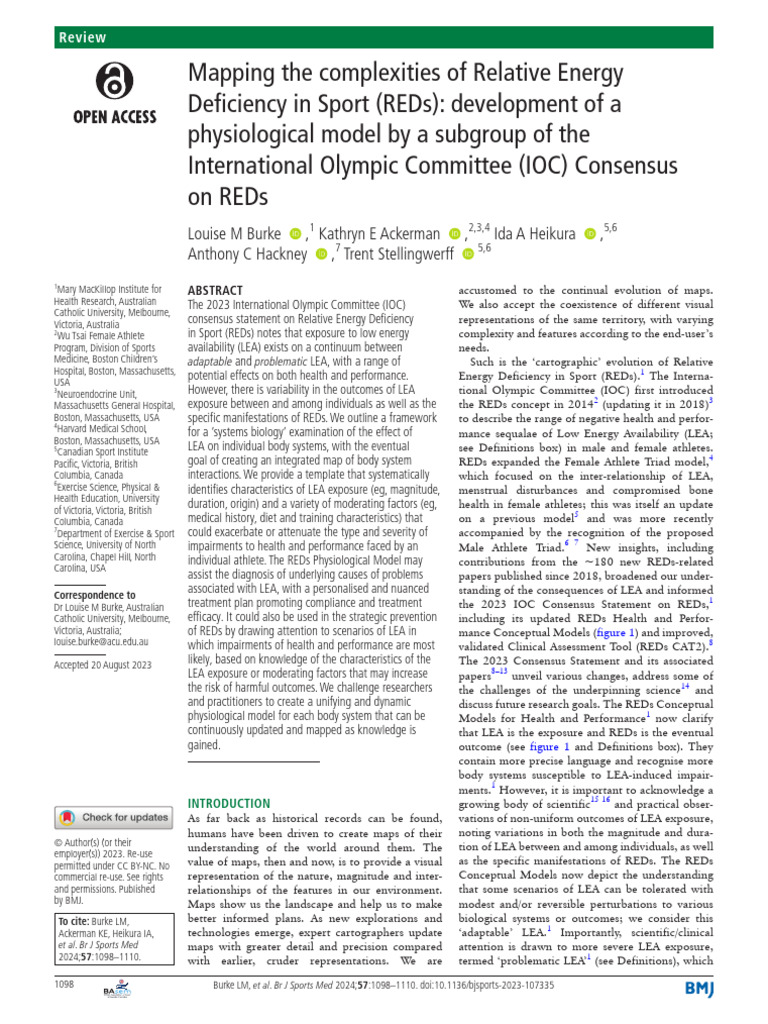 Burke LM, Ackerman KE, Heikura IA, Et Al Mapping the Complexities of ...