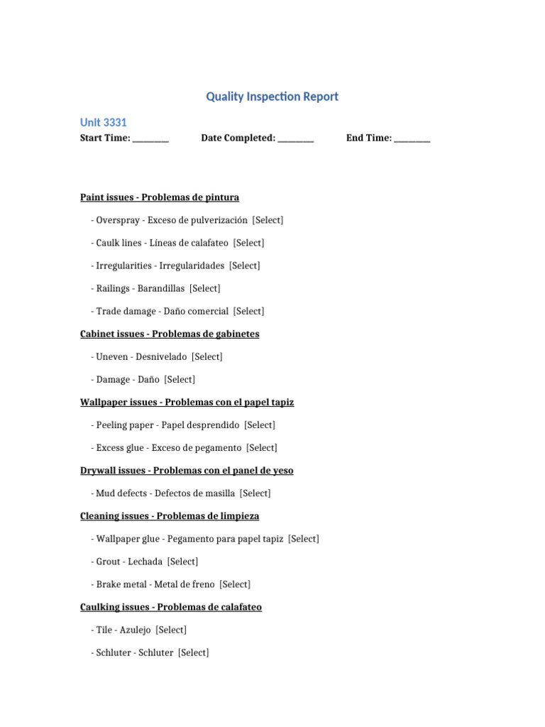 Quality Inspection Report With Real Dropdowns | PDF | Unión | Grabado