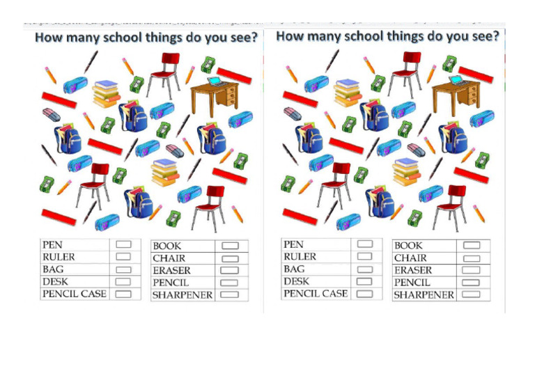 How Many School Objects | PDF