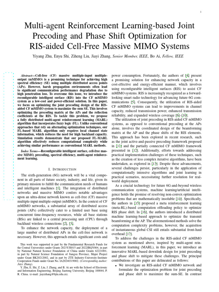 Multi-Agent Reinforcement Learning-Based Joint | PDF | Mimo | Telecommunications Engineering