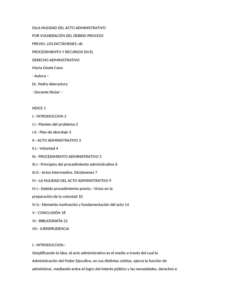 Nulidad del Acto Administrativo y Proceso | PDF | Debido al proceso ...