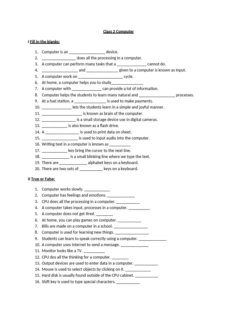 Keyboard Keys: Class 2 Q&A Guide | PDF | Computer Keyboard | Cursor ...