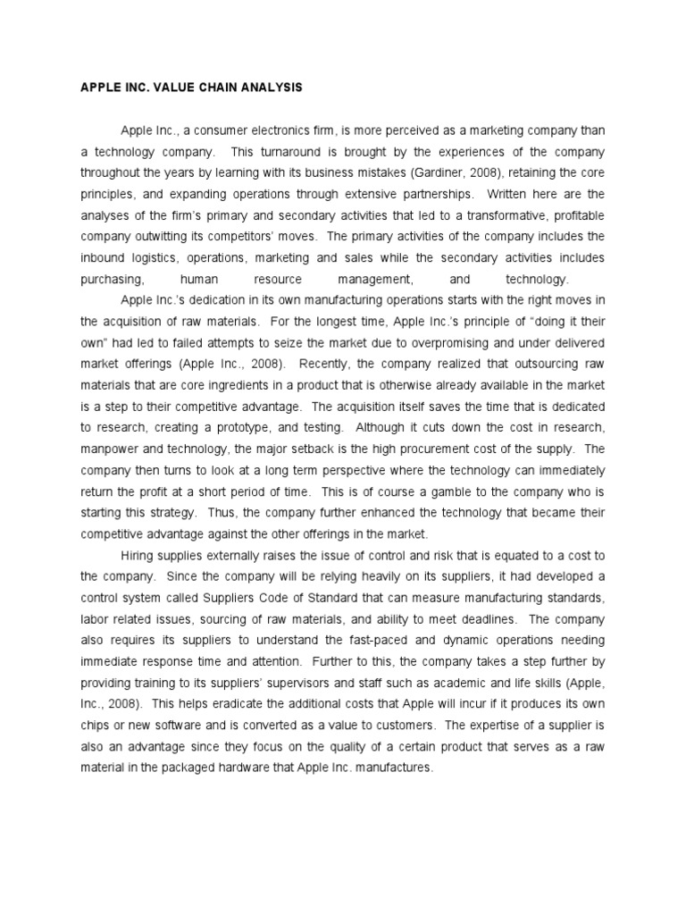 Apple Computer Value Chain Analysis With References | PDF | Apple Inc ...