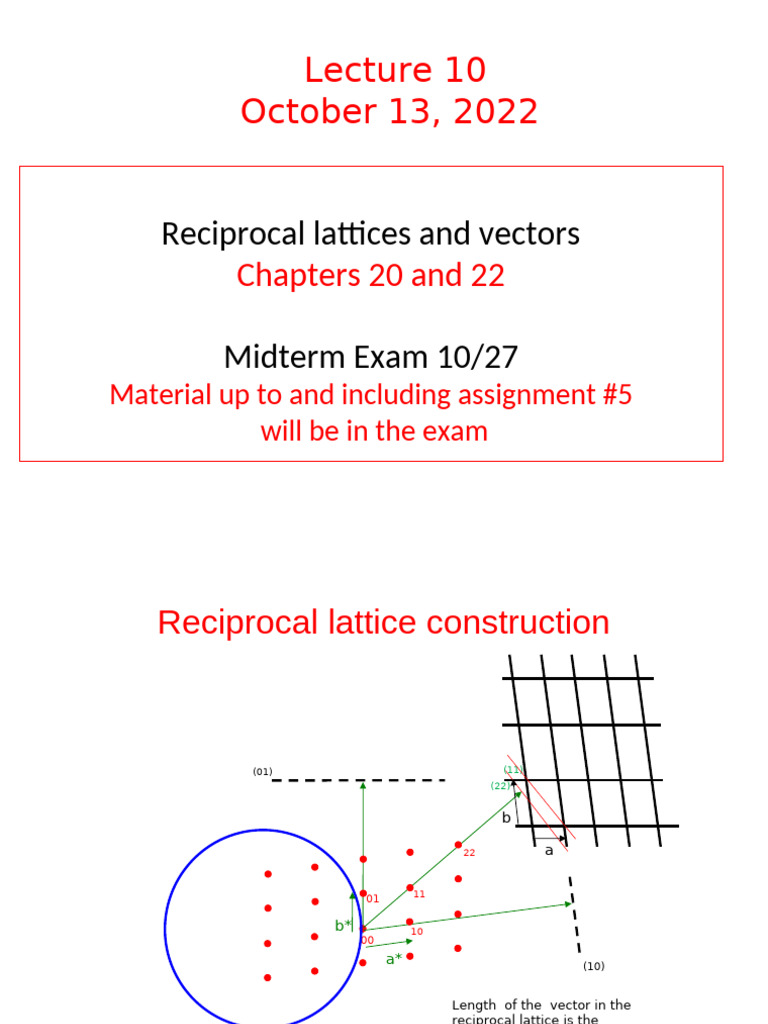 Lect10 Reciprocal Lattice | PDF | Crystal Structure | X Ray Crystallography