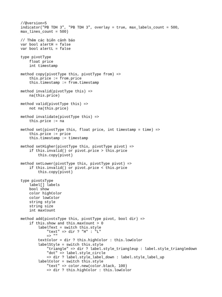 Pine Script Swing High/Low Indicator | PDF | Software Engineering ...