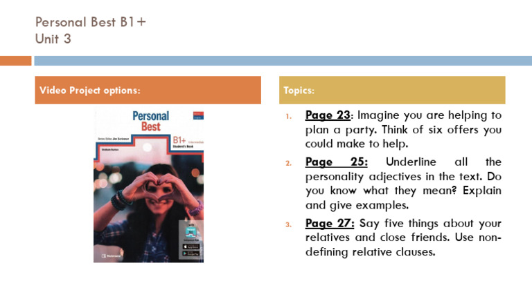 Personal Best B1+ Unit 3 Activities | PDF