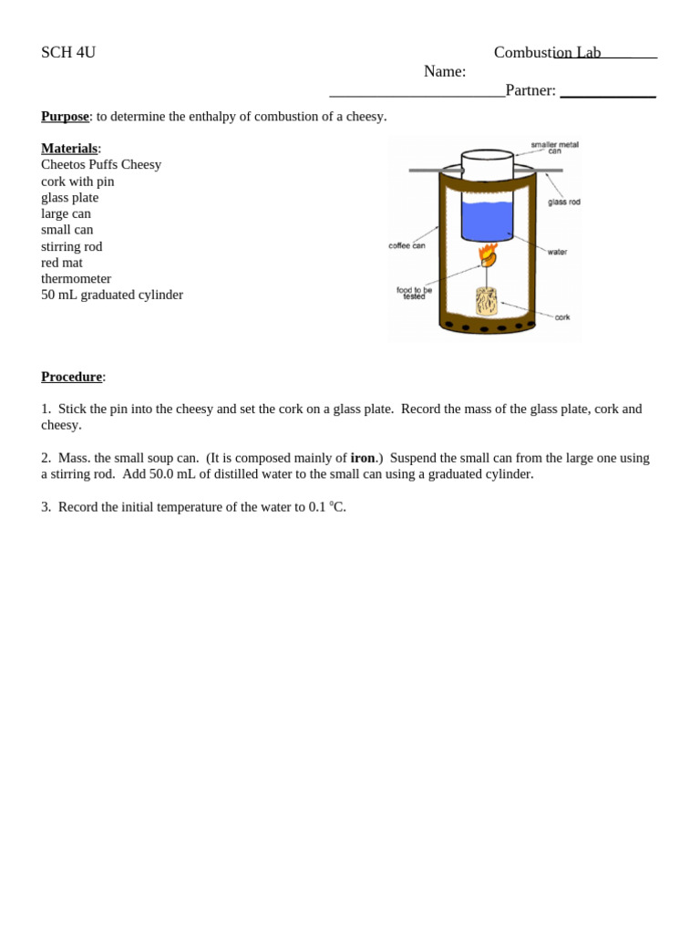 Enthalpy of Combustion Lab for Cheetos | PDF | Combustion | Physical ...
