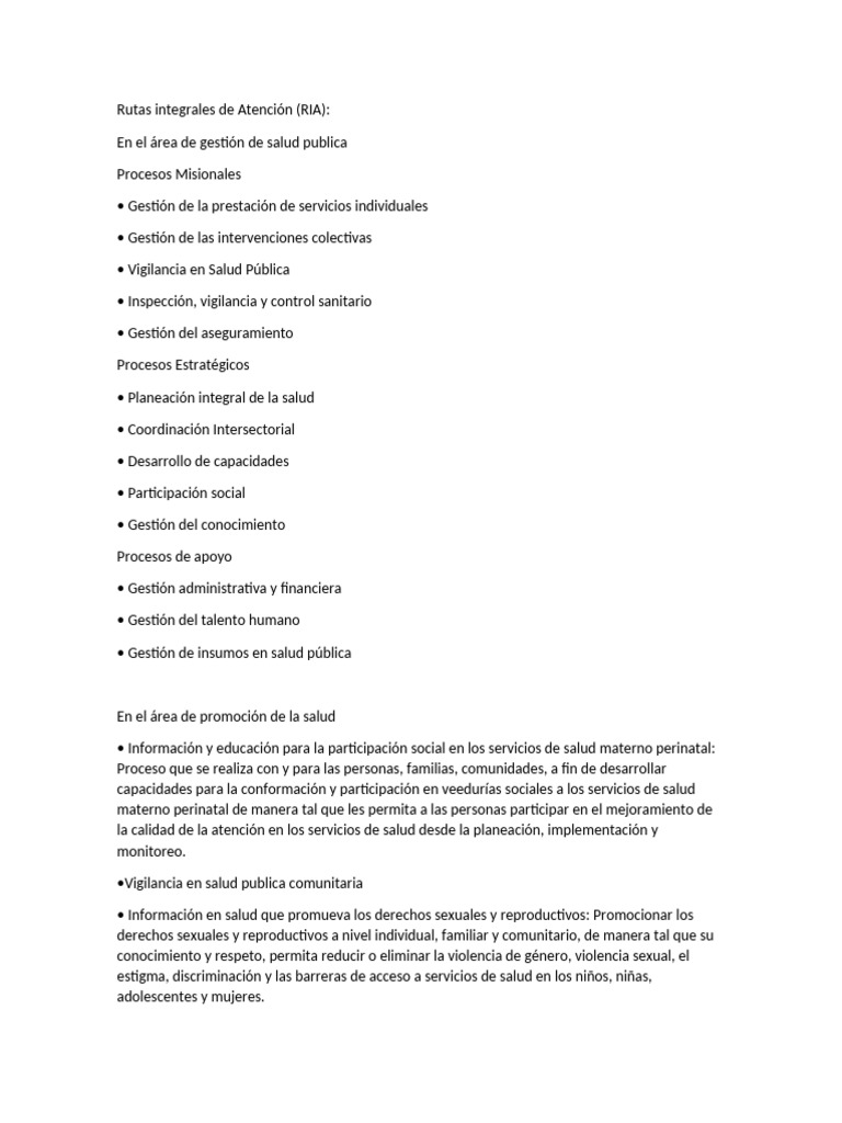 Rutas Integrales de Atención Resumen (2) | PDF