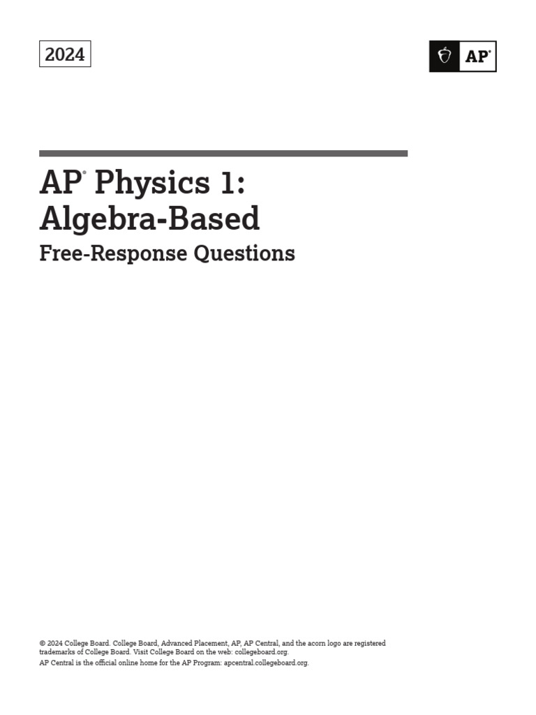 2024 AP Physics 1 - Algebra-Based Free-Response Questions | PDF | Force | Mass