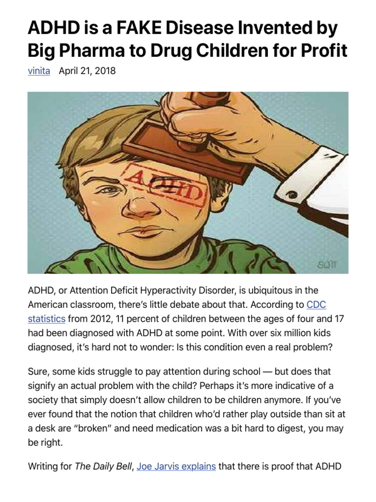 ADHD Is A FAKE Disease Invented by Big Pharma To Drug Children For ...