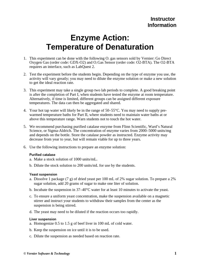 T - Temperature of Denaturation - Teaching Instructs | PDF | Enzyme ...