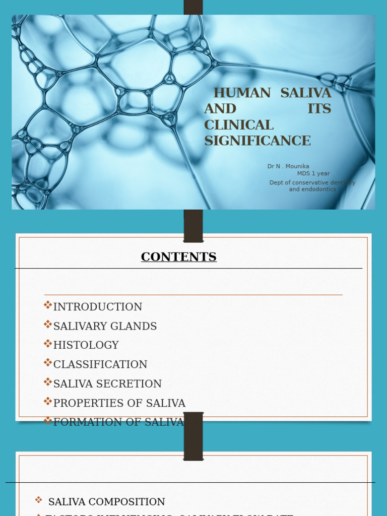 Human Saliva and Its Clinical Significance MOUN 2 Unedited 2 PART | PDF ...