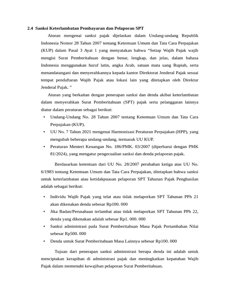 2.4 Sanksi Keterlambatan Pembayaran Dan Pelaporan SPT | PDF