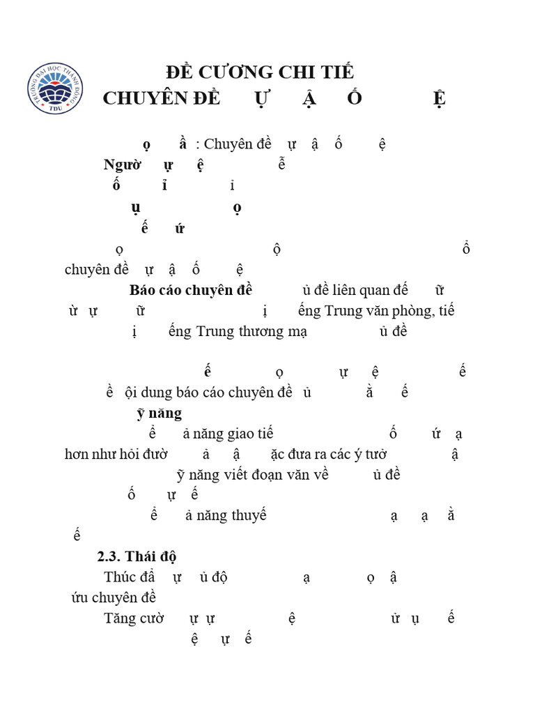 De Cuong Chi Tiết Chuyen de Thuc Tập Tốt Nghiệp | PDF