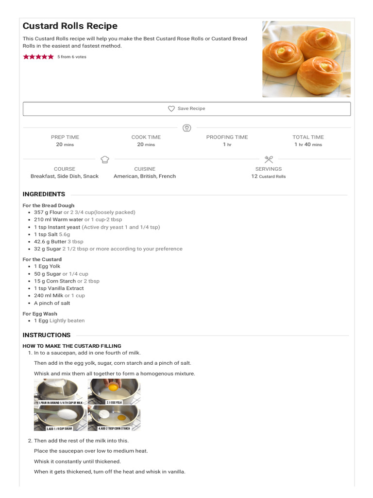 Custard Rolls Recipe - MerryBoosters | PDF | Custard | Food And Drink ...