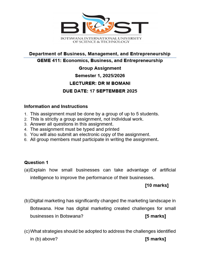 Geme 411 Assignment Sem 1 2025 2026 | PDF